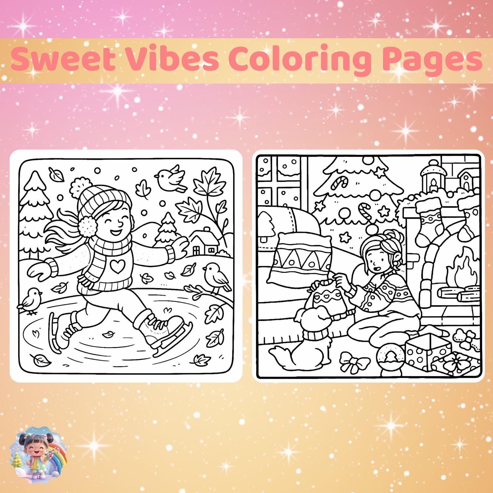 Girl Moments Coloring Book, 40 Printable Pages for Kids & Adults ...