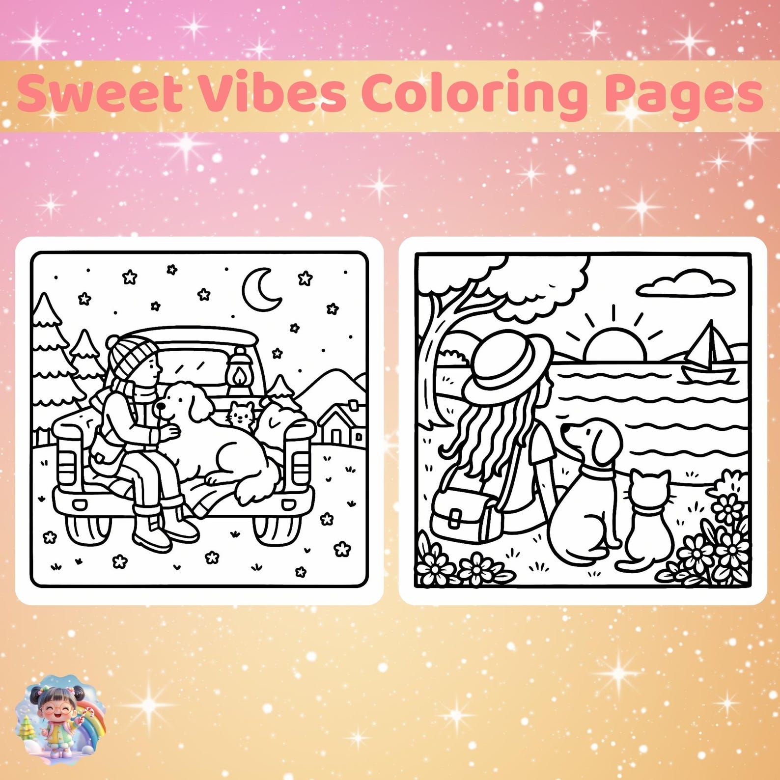 Girl Moments Coloring Book, 40 Printable Pages for Kids & Adults ...