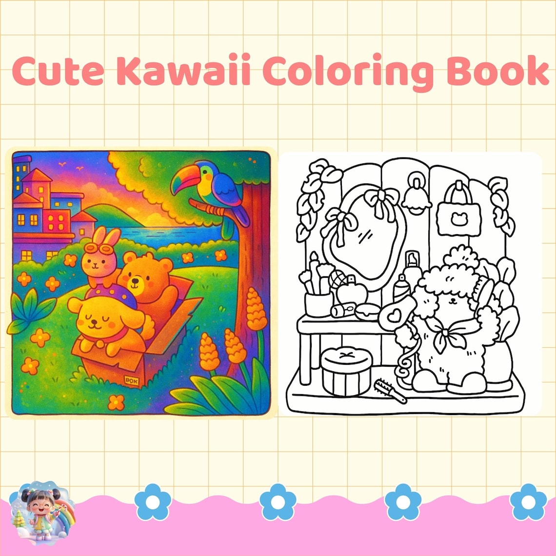 Cozy Cuties Coloring Book, 46 Printable Pages for Kids Adults, Instant ...