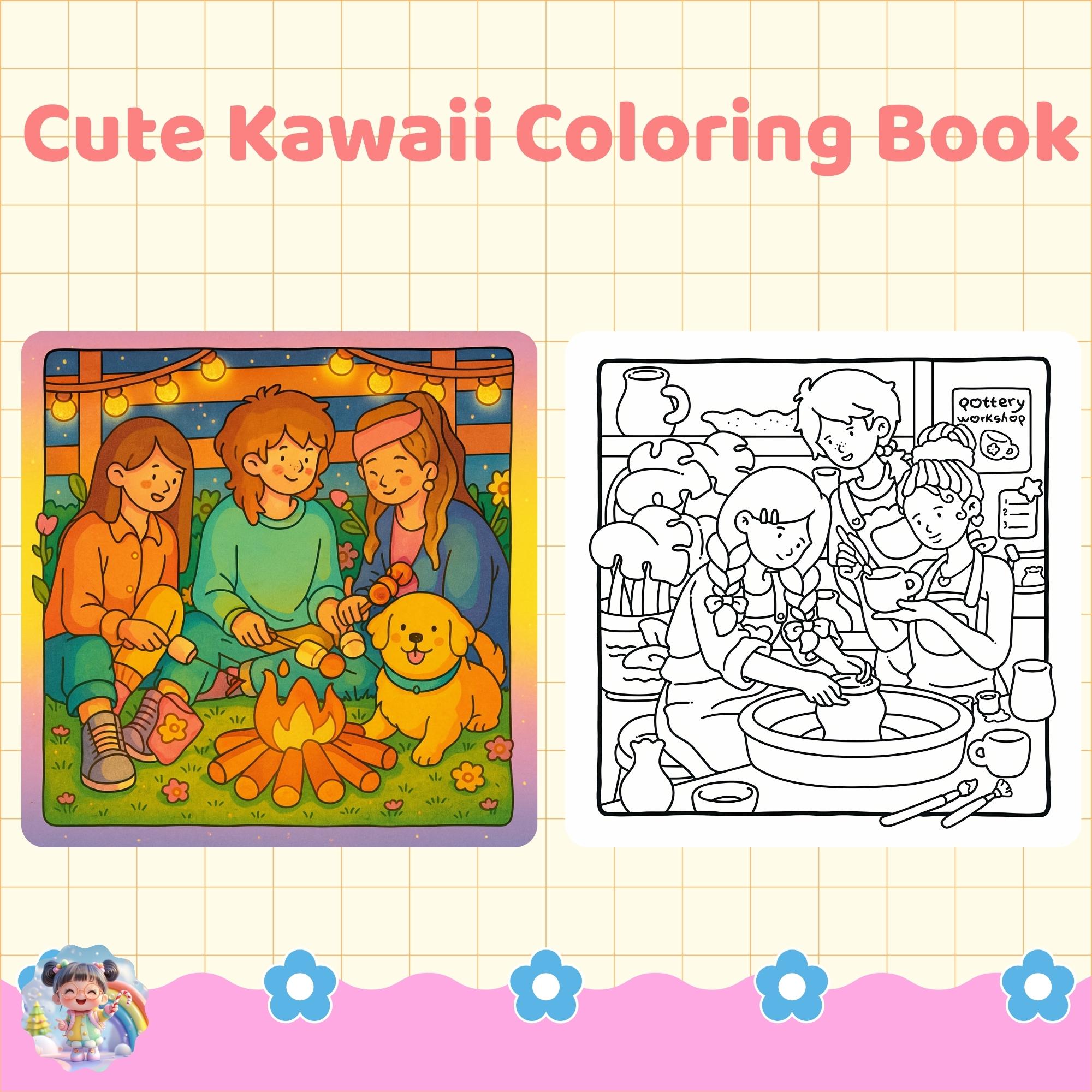 Girl Bestie Coloring Book, 42 Printable Pages for Kids Adults, Digital ...