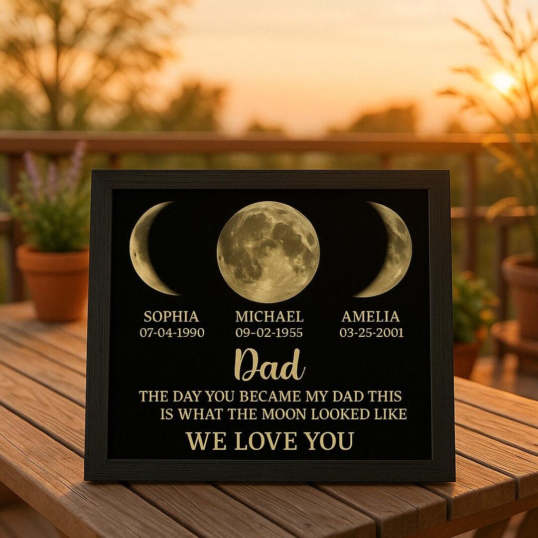 Personalized Moons Phase Frame With Kids Names, Framed Moon Phase Print ...