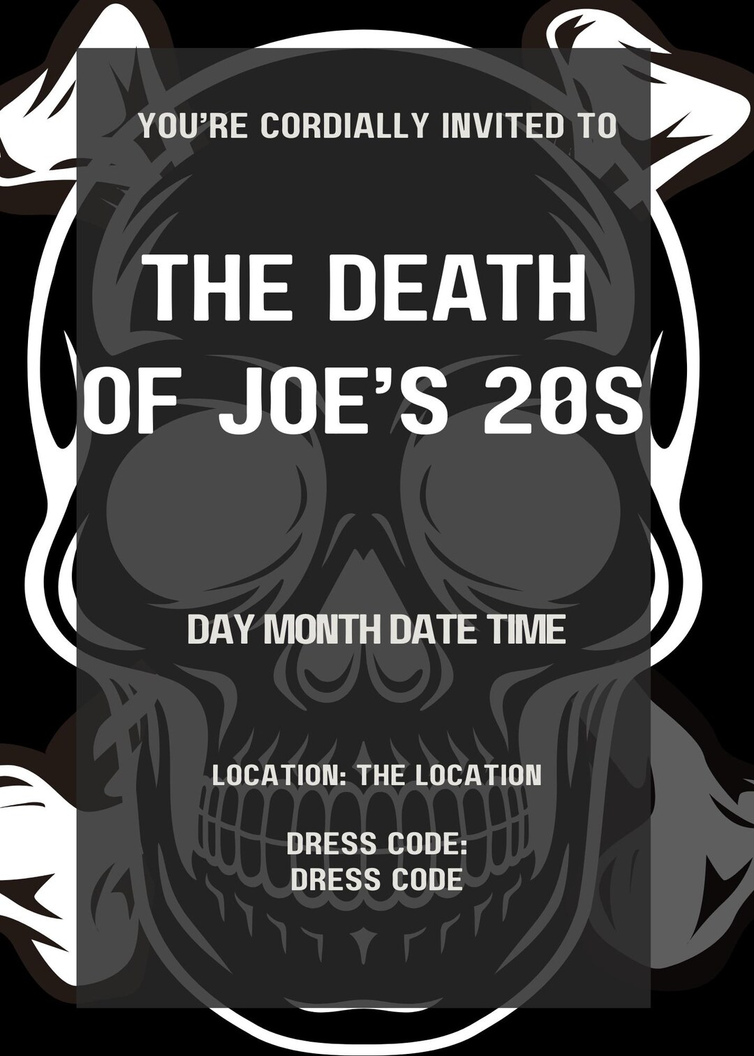 Editable Emo Invitations, Birthday Invitations, Milestone Birthday ...