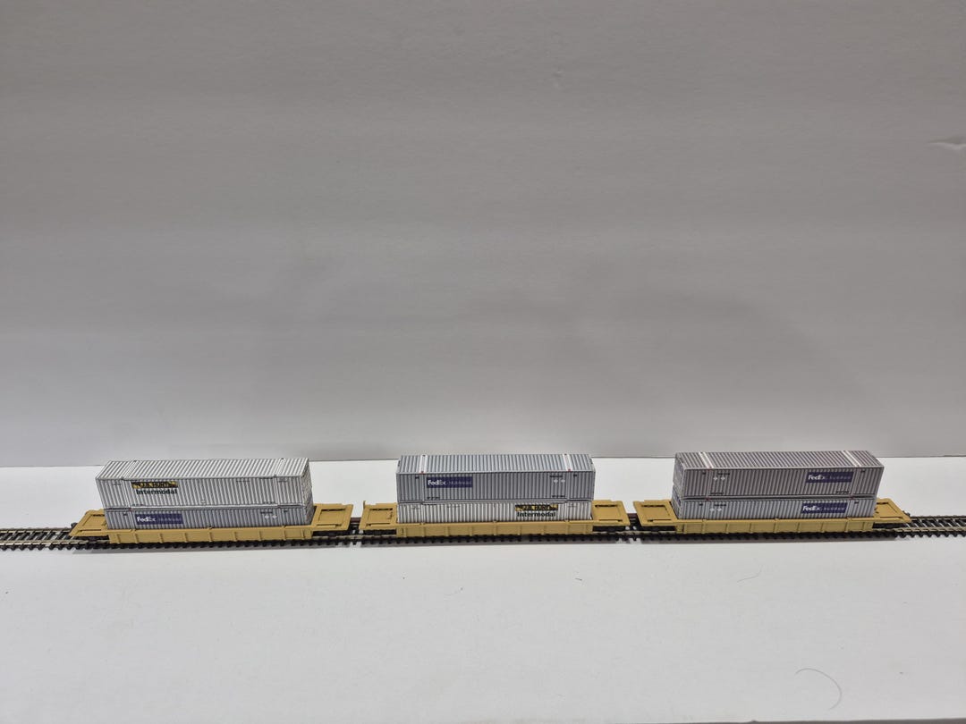 N Scale NSC 53' Drawbar Connected 3 Well Car Set - Etsy