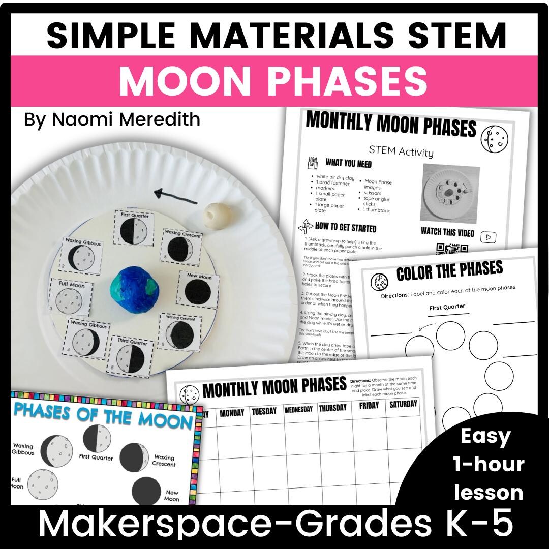 Moon Phase STEM Activity – Hands-on Space Model (grades K-5) - Etsy