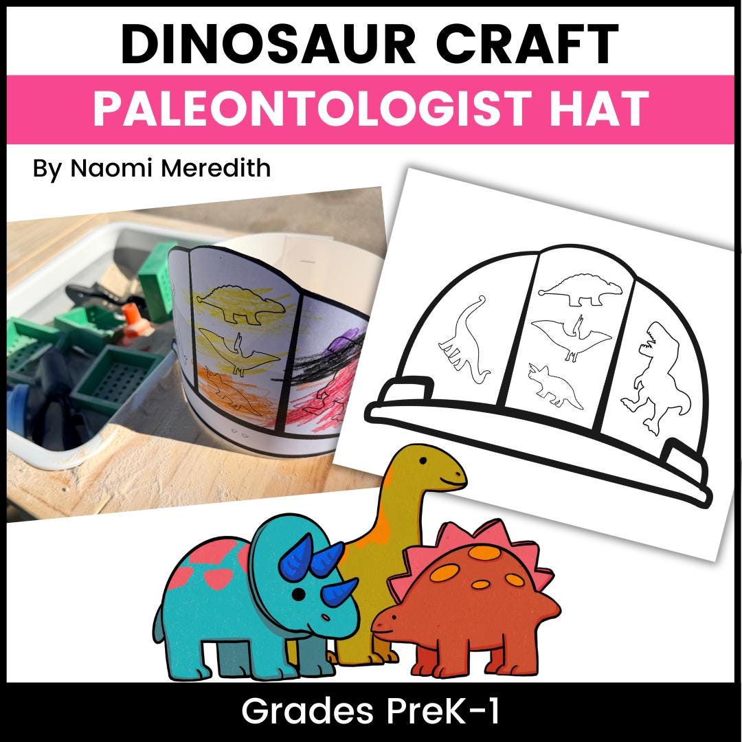 Paleontologist Construction Hat Coloring Sheet and Printable Craft - Etsy