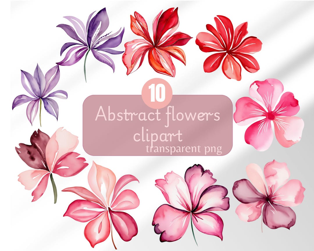 Abstract Flower Clipart Flower Png Watercolor Flowers Digital Sticker ...