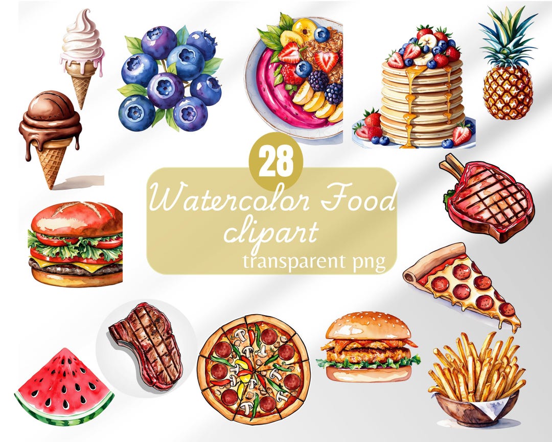Food Clipart Watercolor Food Clipart Bundle Watercolor Fruits Clipart ...