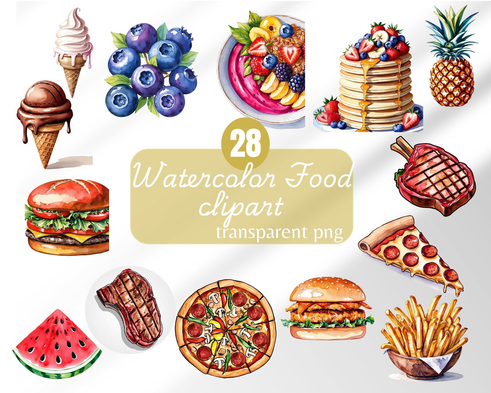 Food Clipart Watercolor Food Clipart Bundle Watercolor Fruits Clipart ...