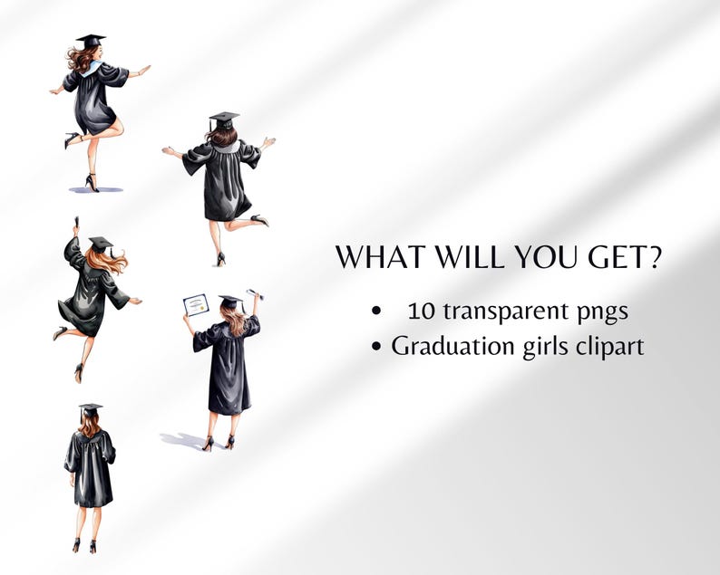 Graduation Clipart Graduation Girls Clipart Watercolor Girls Clipart ...