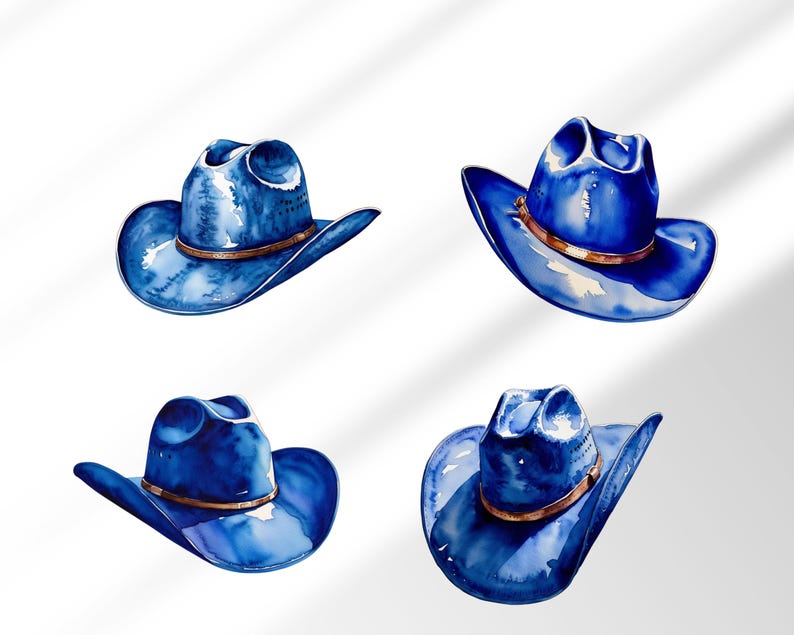 Blue Cowboy Clipart Country Digital Sticker Western Blue Clipart Cowboy ...