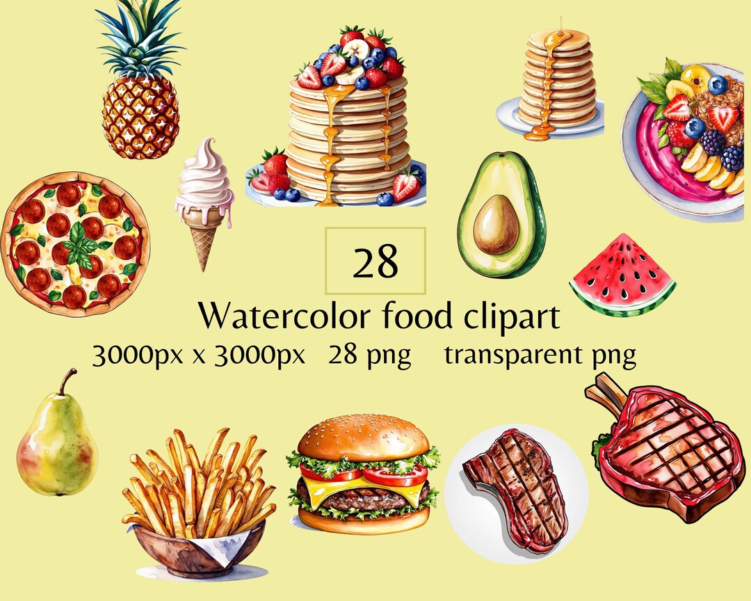 Watercolor Food Clipart Food Clipart Bundle Watercolor Fruits Clipart ...