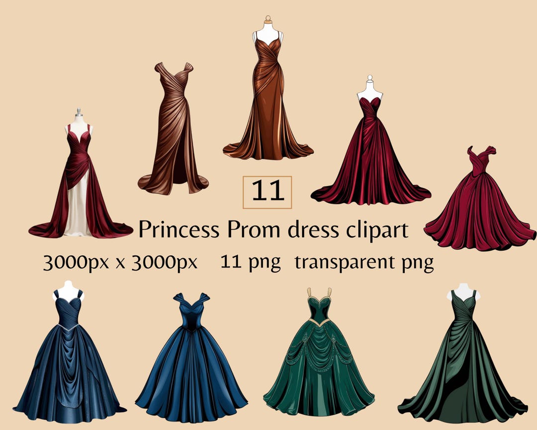 Dress Clipart Princess Dress Clipart Prom Dress Digital Sticker ...