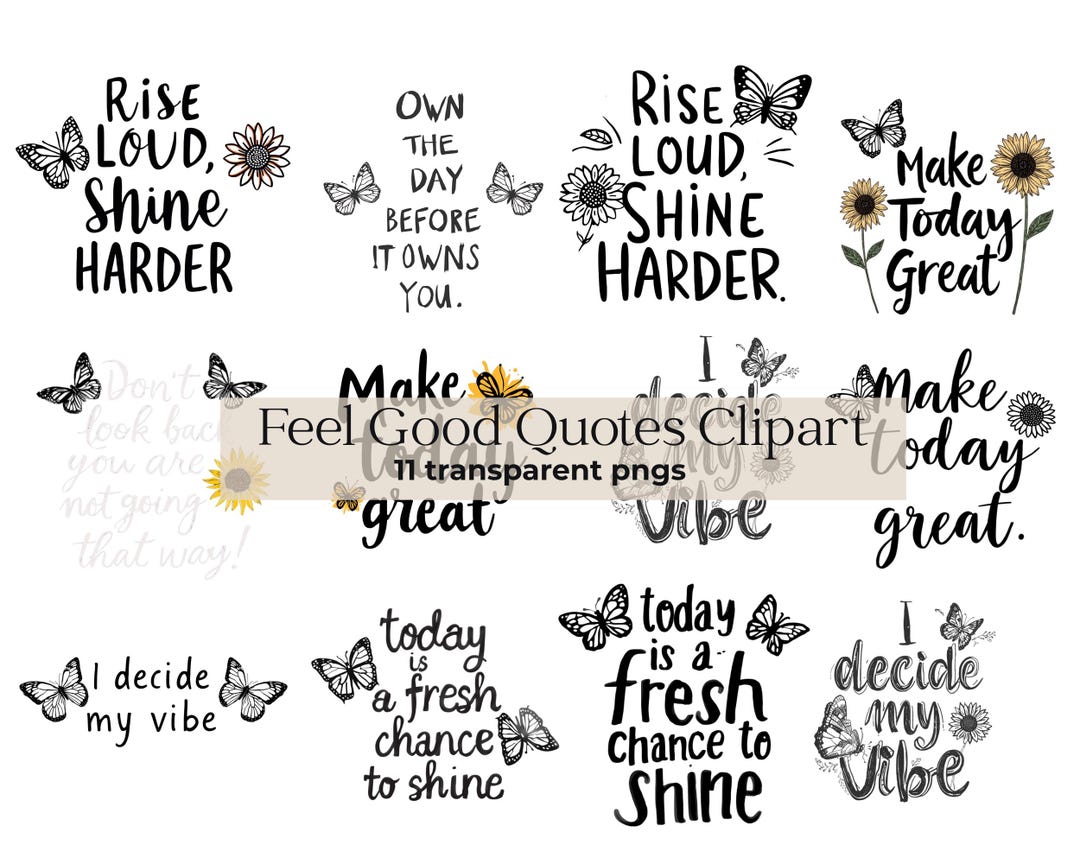 Positive Affirmations Clipart Bundle: Motivational Quotes, Self-love ...