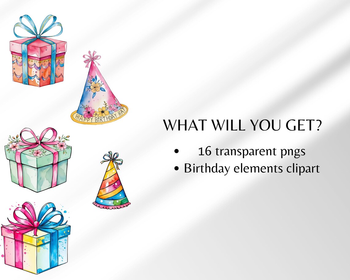 Birthday Clipart Happy Birthday Clipart Watercolor Birthday Clipart Set ...