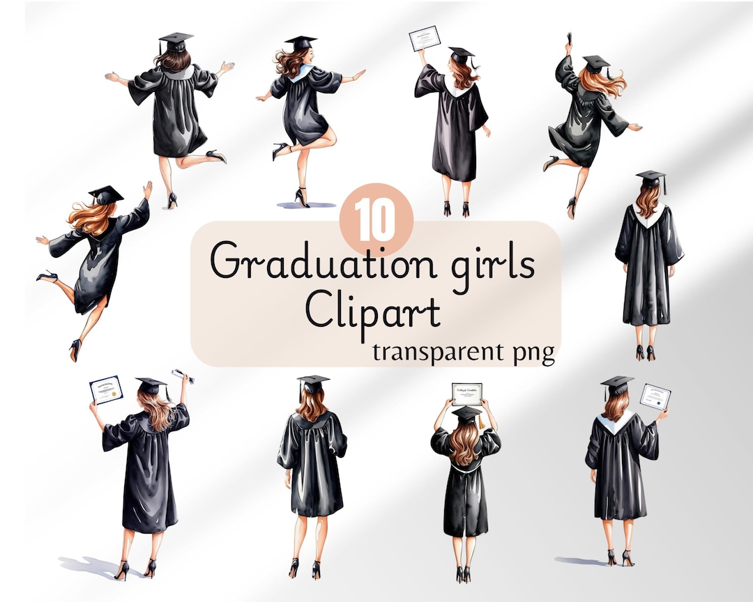 Graduation Clipart Graduation Girls Clipart Watercolor Girls Clipart ...