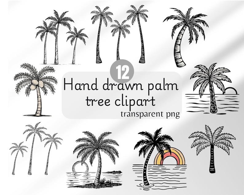 Palm Tree Clipart Palm Tree Svg Bundle Palm Tree Digital Sticker Beach ...