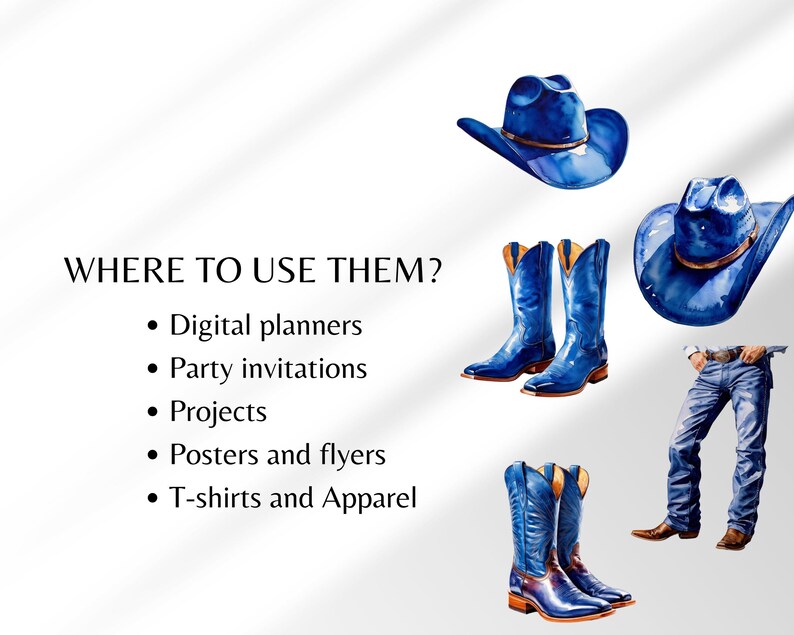 Blue Cowboy Clipart Country Digital Sticker Western Blue Clipart Cowboy ...
