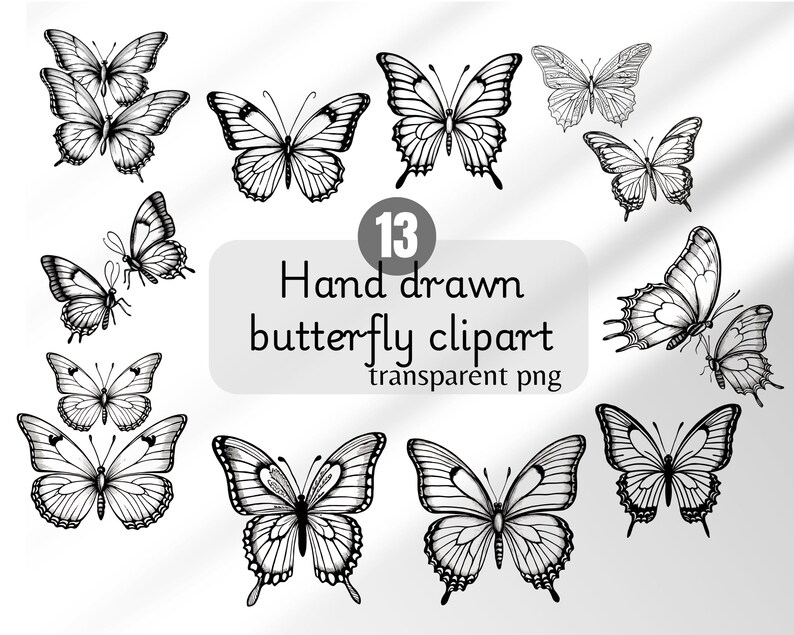 Butterfly Clipart Black and White Butterfly Clipart Butterfly Bundle ...