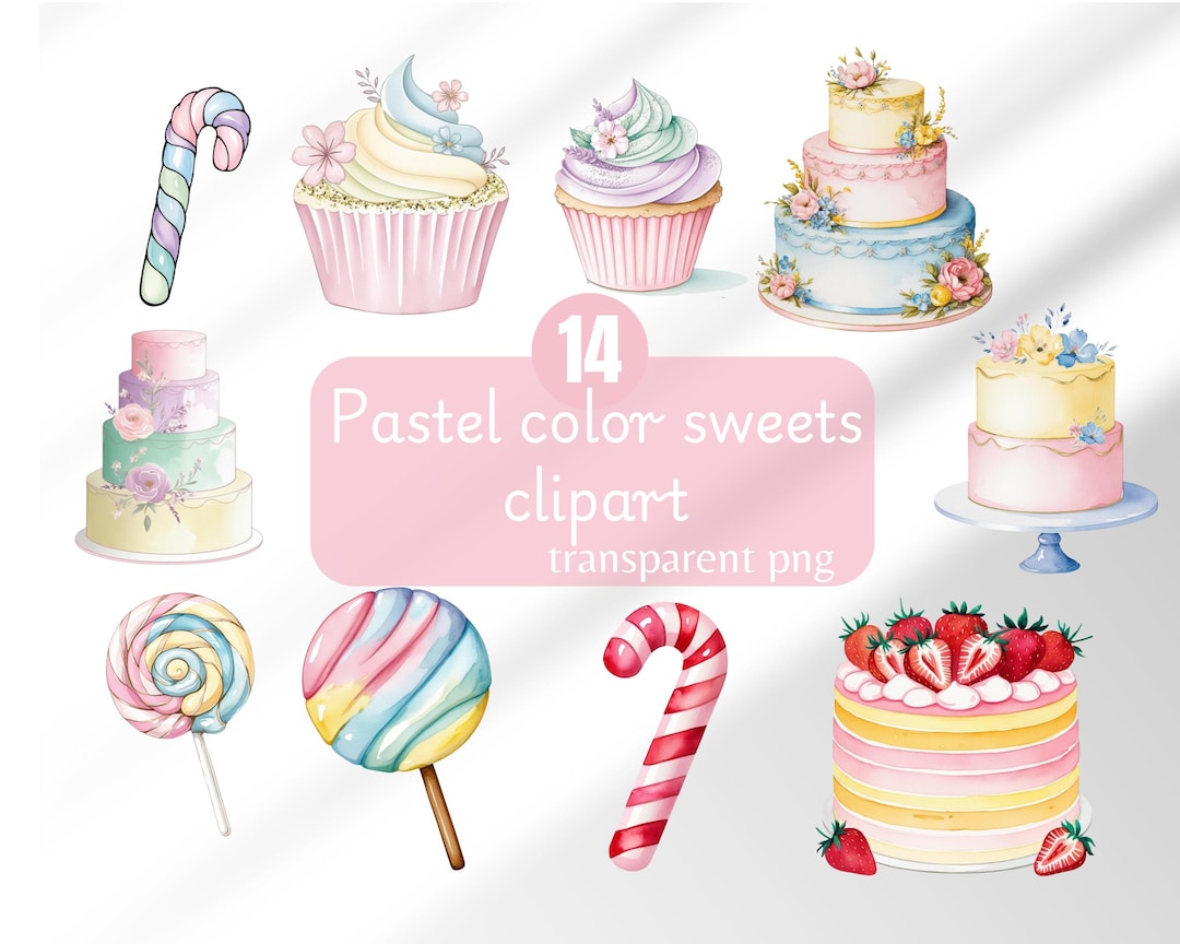 Sweets Clipart Pastel Color Sweets Clipart Watercolor Cake Clipart Cake ...