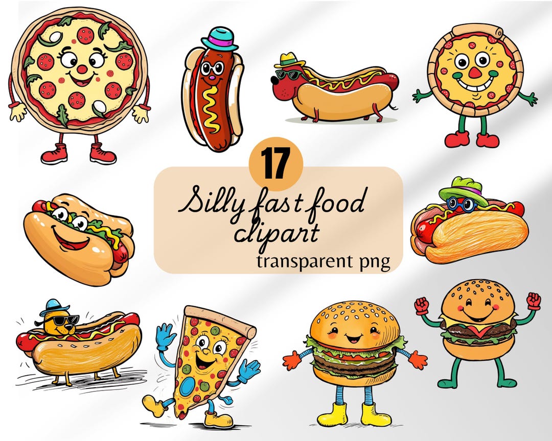 Food Clipart Funny Fast Food Clipart Silly Food Clipart Whimsical Food ...