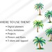 Watercolor Palm Tree Clipart Bundle: Tropical Island PNG Stickers ...