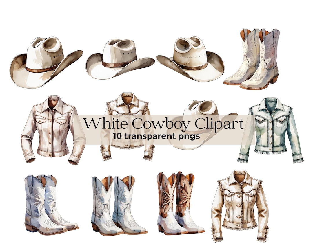 Watercolor Cowboy Clipart Set: Western Graphics, Cowboy Hat & Boots ...