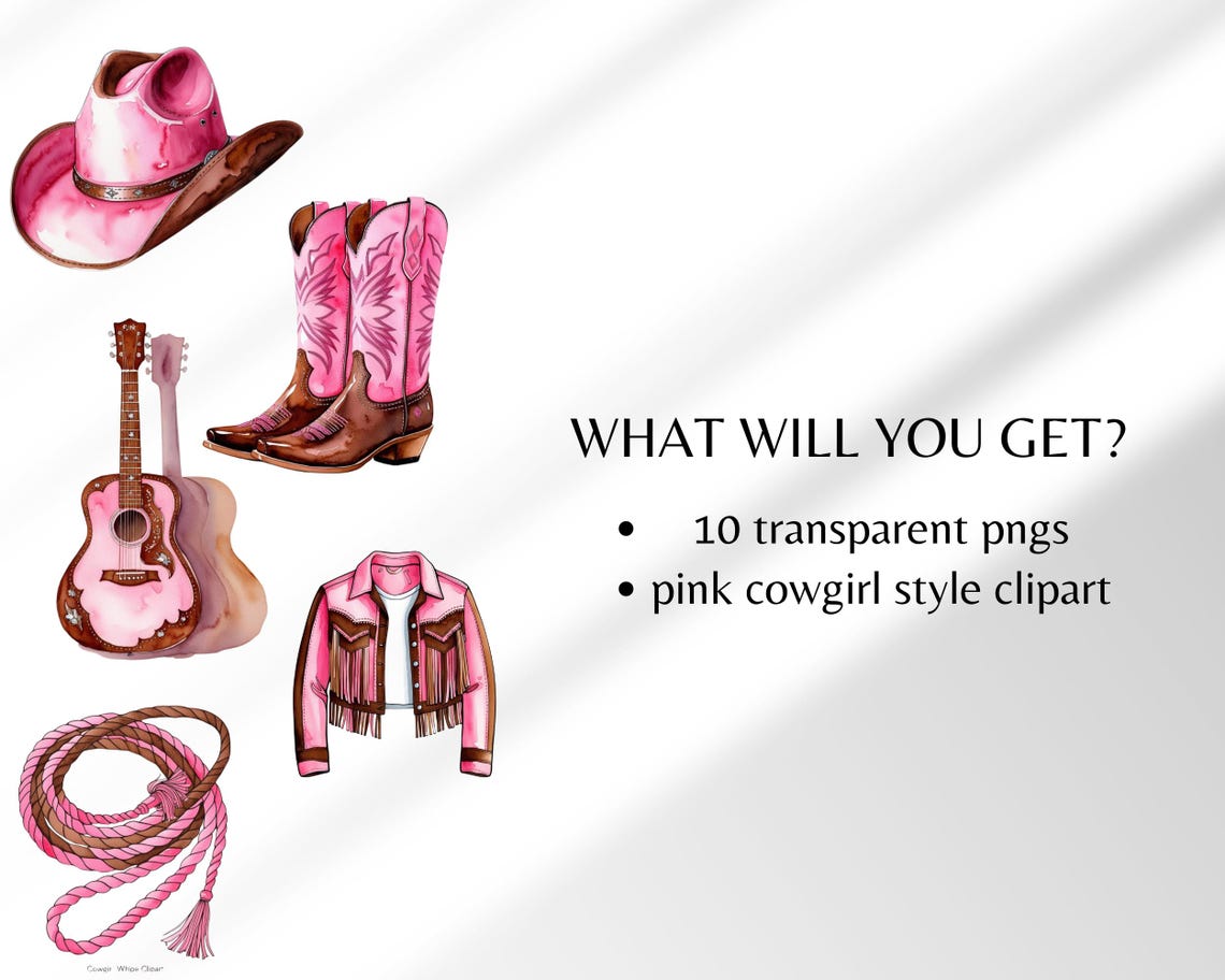 Pink Cowgirl Clipart Girly Country Digital Sticker Western Pink Clipart ...