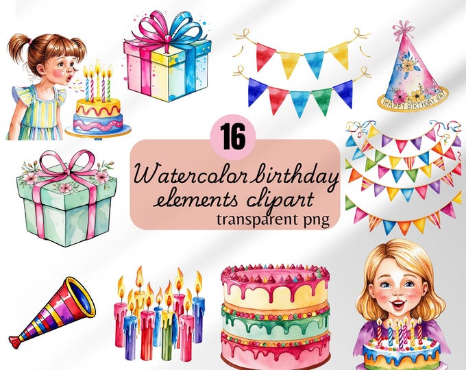 Birthday Clipart, Kawaii Birthday Clipart, Digital Birthday Clipart ...