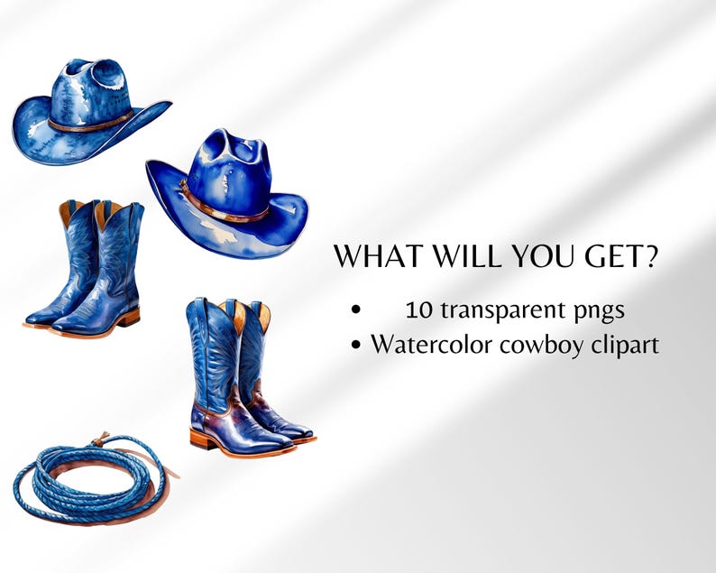 Cowboy Clipart Watercolor Western Clipart Country Png Blue Cowboy ...