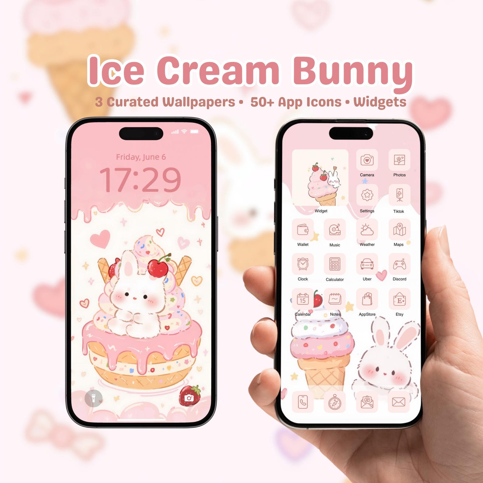 Ice Cream Bunny Ios Theme – Cute Pastel Wallpapers + App Icons ...