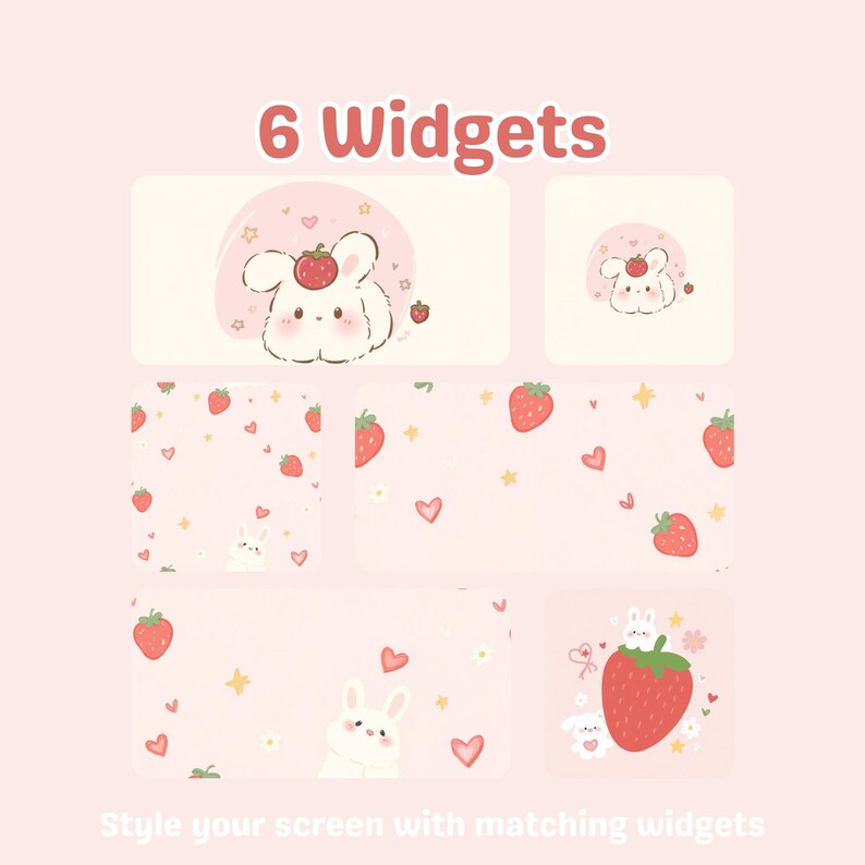 Strawberry Bunny Ios Theme – Cute Pink Wallpapers, App Icons & Widgets ...