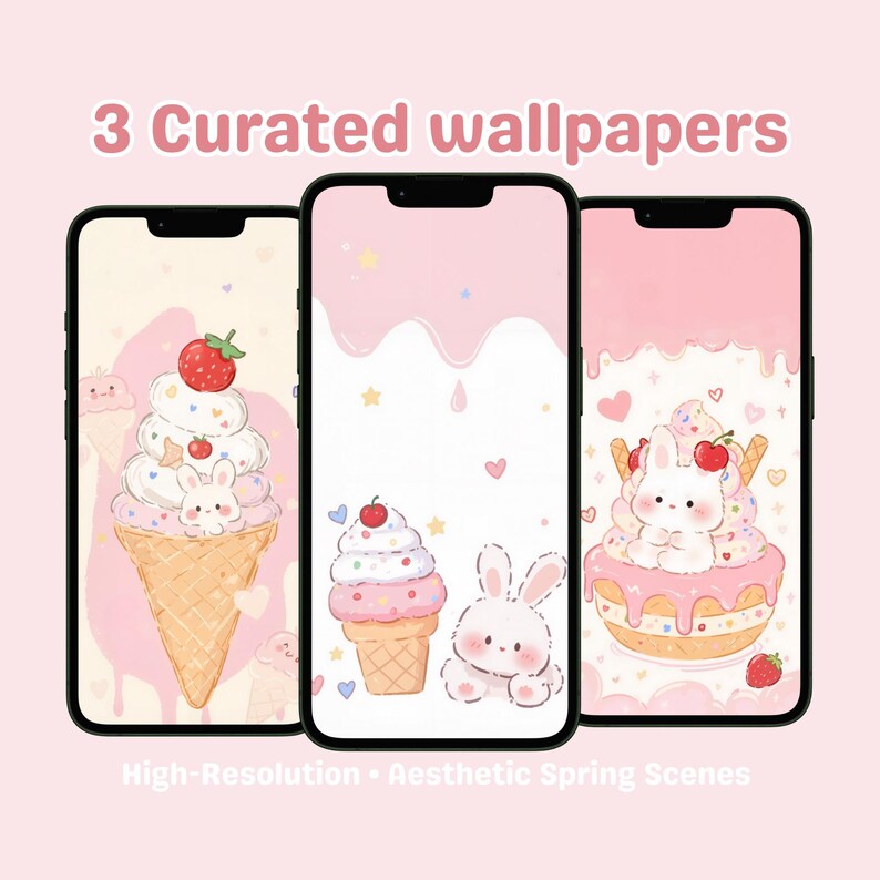 Ice Cream Bunny Ios Theme – Cute Pastel Wallpapers + App Icons ...