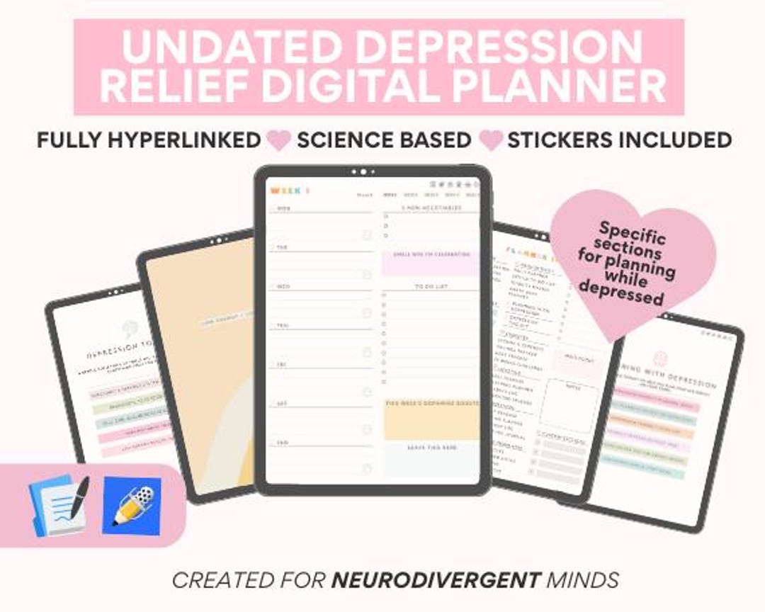 Depression Relief Digital Planner | Undated Month Day Week and ...