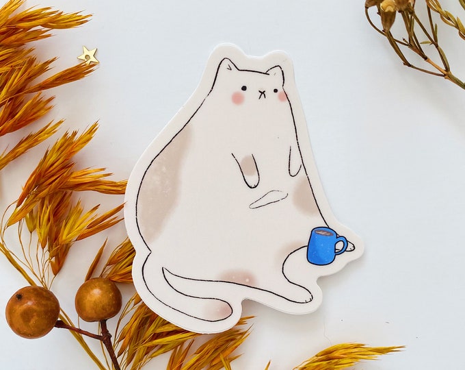 Cat and Coffee vinyl Sticker, Cats and Coffee Sticker, Die Cut Sticker ...