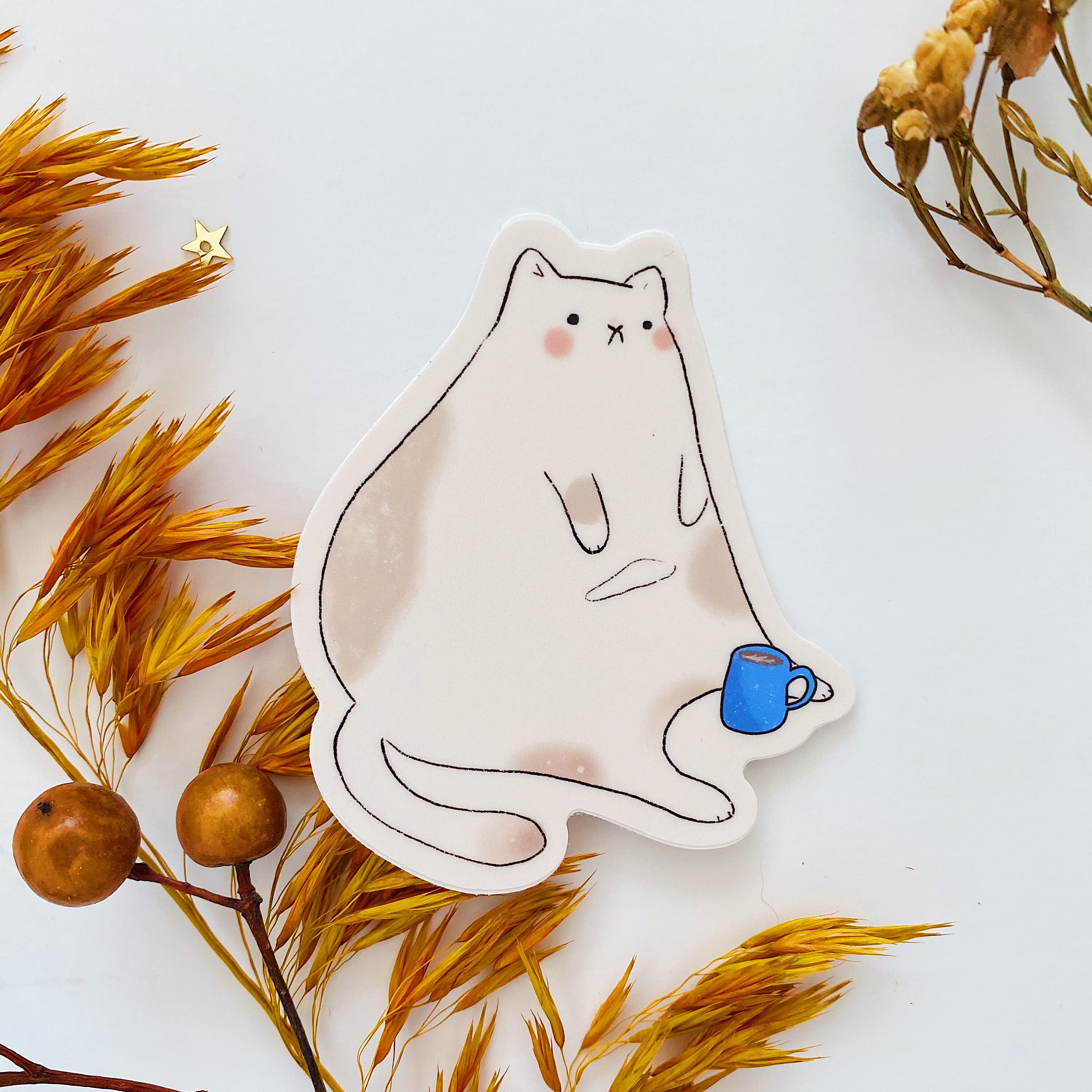 Cat and Coffee Vinyl Sticker Cats and Coffee sticker die | Etsy