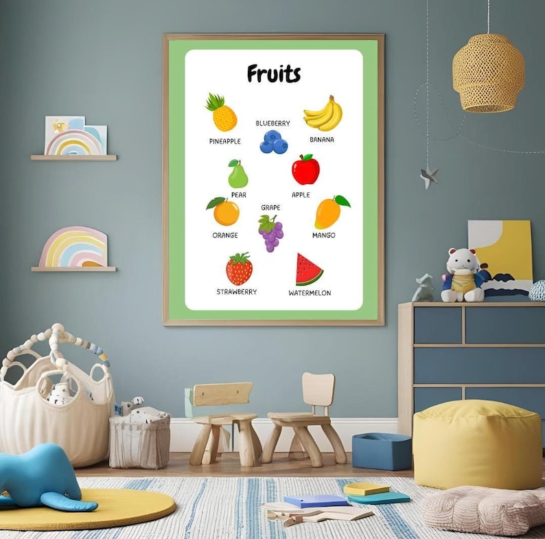 Fun Fruits Educational Digital Poster for Kids - Etsy