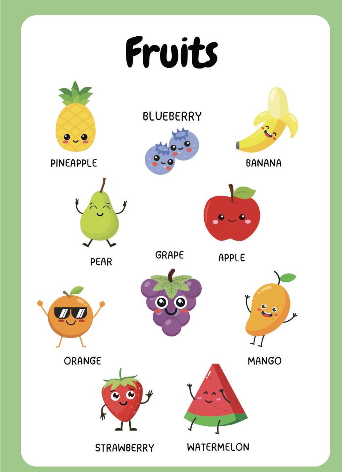 Fun Fruits Educational Digital Poster for Kids - Etsy