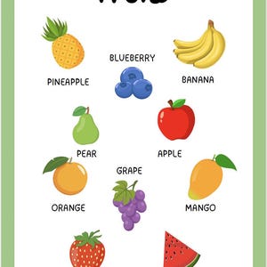 Fun Fruits Educational Digital Poster for Kids - Etsy