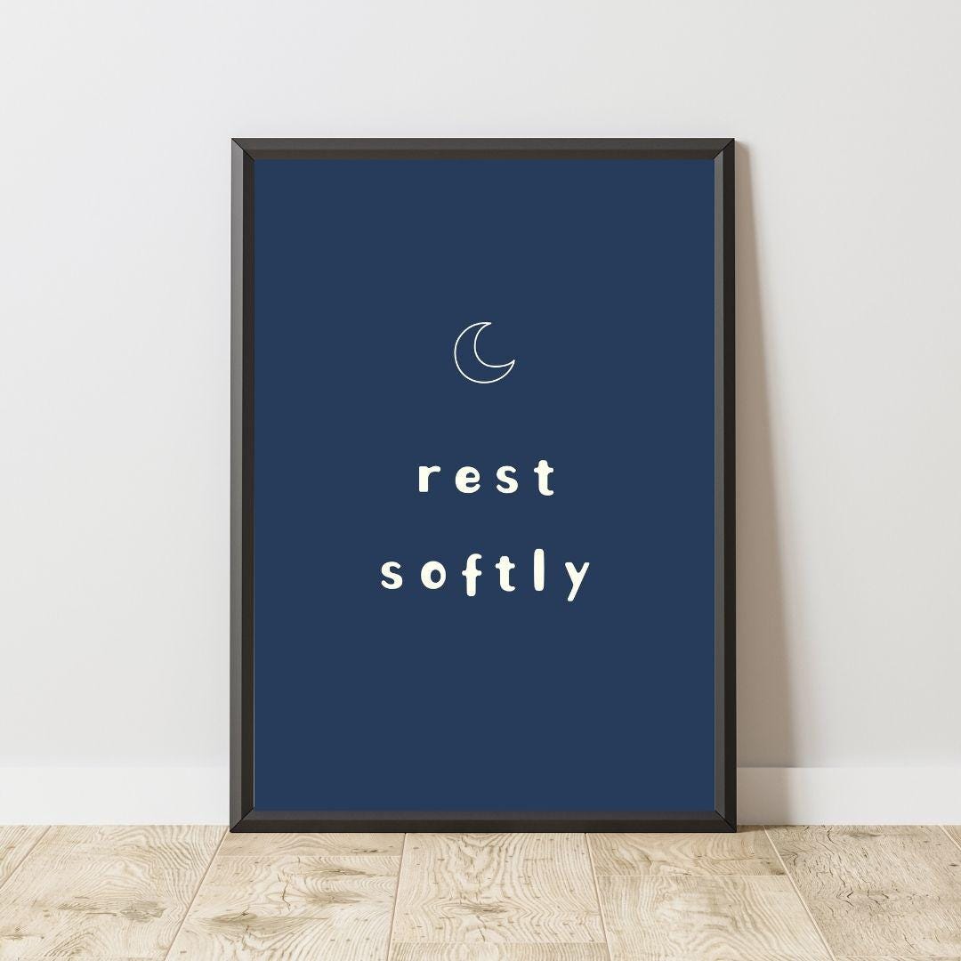 Minimalist Printable Poster | Rest Softly Quote | Cozy Bedroom Wall Art ...