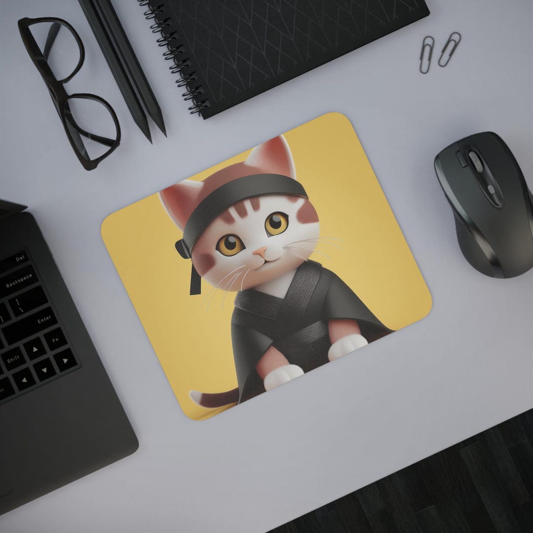 Cute Ninja Cat Desk Mouse Pad - Fun Office Decor, Gamer Gift, Unique ...