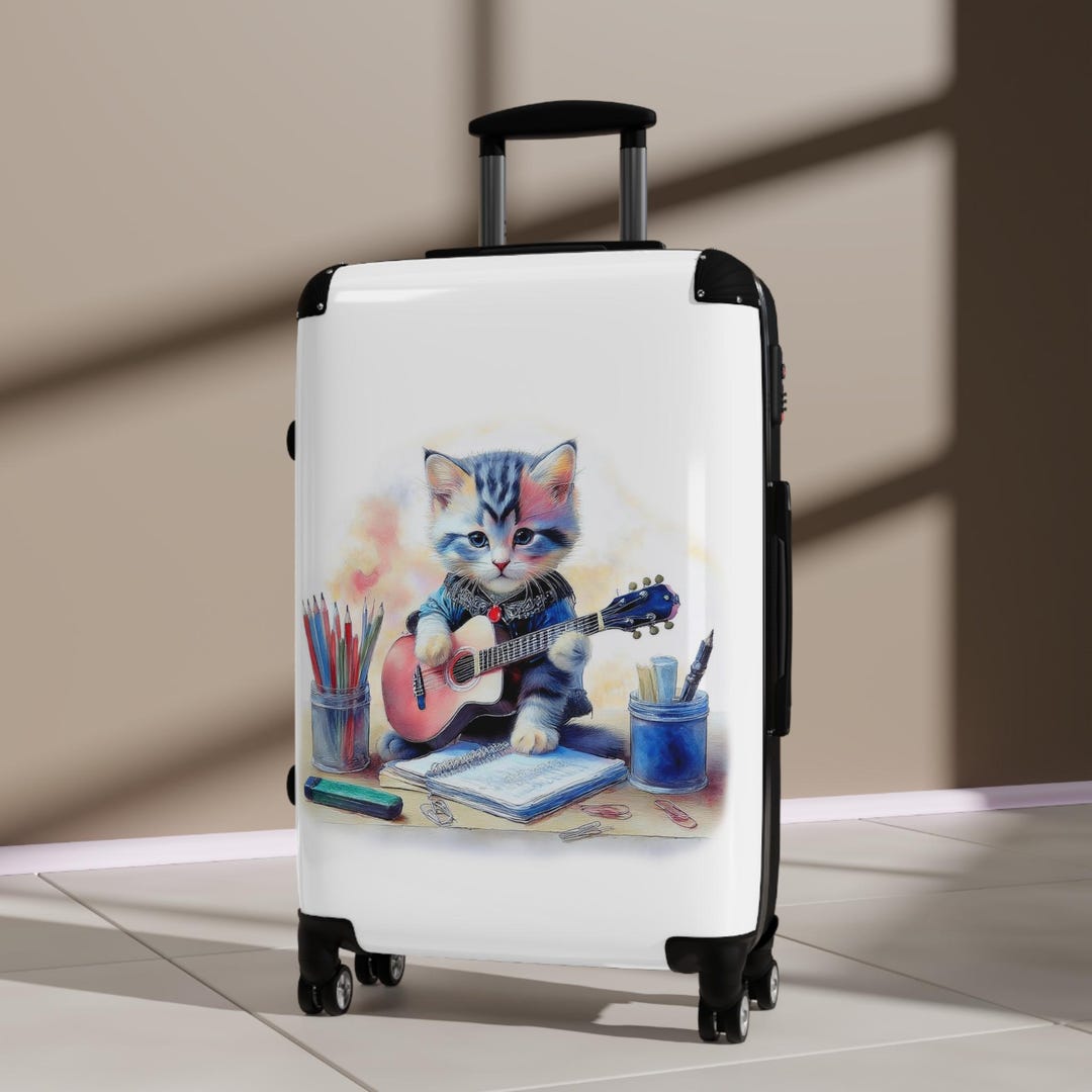 Cute Cat Art Suitcase, Fun Luggage for Pet Lovers, Travel Accessory ...