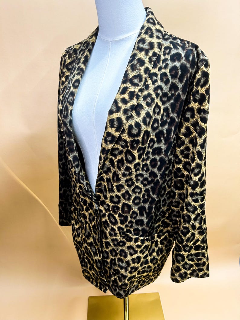 1980s/90s Vintage Silky Cheetah Print Blazer Jacket - Large - Etsy