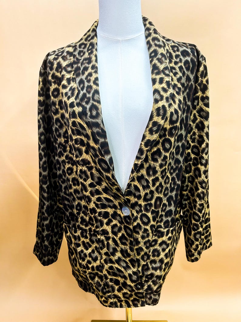 1980s/90s Vintage Silky Cheetah Print Blazer Jacket - Large - Etsy