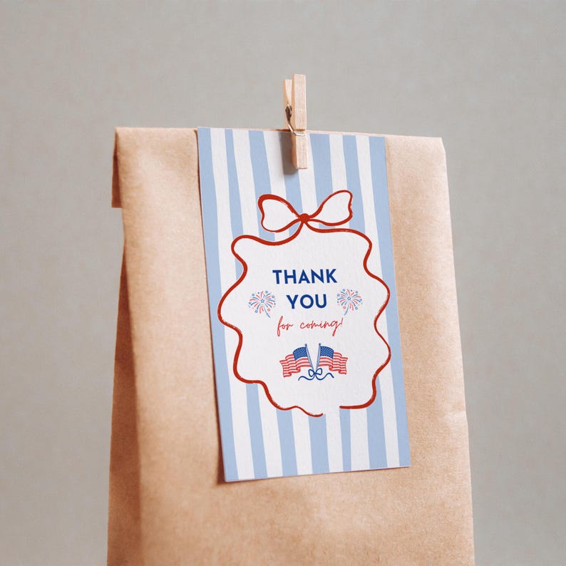 All American Baby Shower Favor Tags: Rectangle Patriotic 4th of July ...