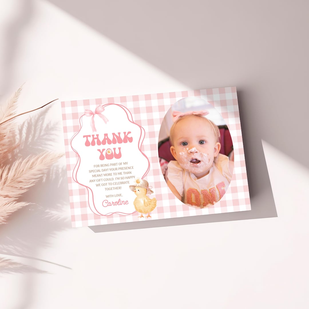 One Cute Chick Photo Thank You Card, Editable Template, Chicken ...