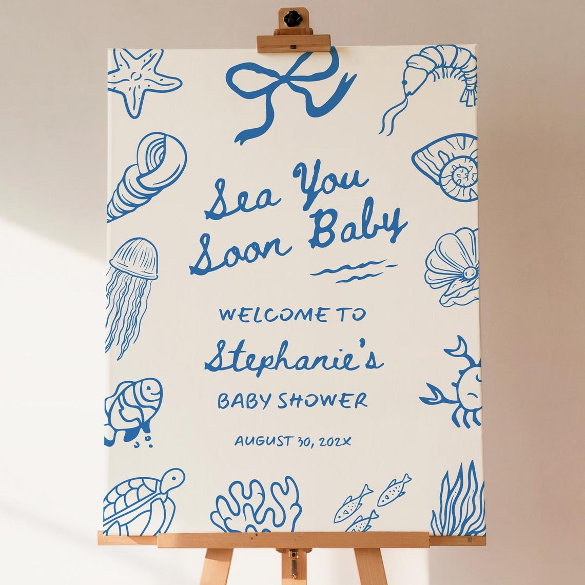 Sea You Soon Welcome Sign, Editable Ocean Theme Decor for Boy Baby ...