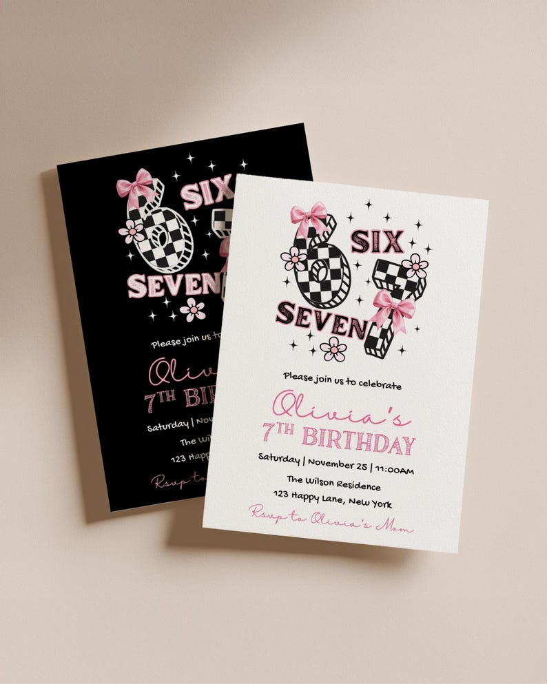 Six Seven Birthday Invitation, Editable Party Invite, Digital Download ...
