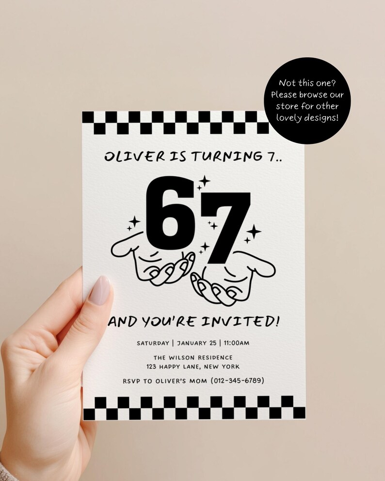 Six Seven Birthday Invitation, Editable Party Invite, Digital Download ...