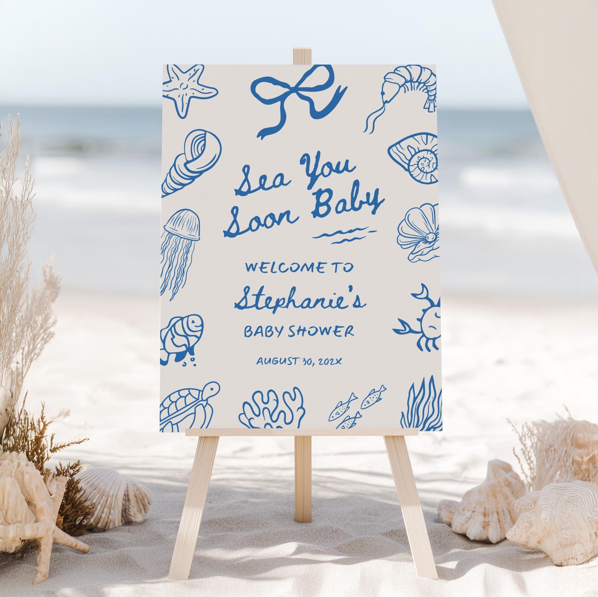 Sea You Soon Welcome Sign, Editable Ocean Theme Decor for Boy Baby ...