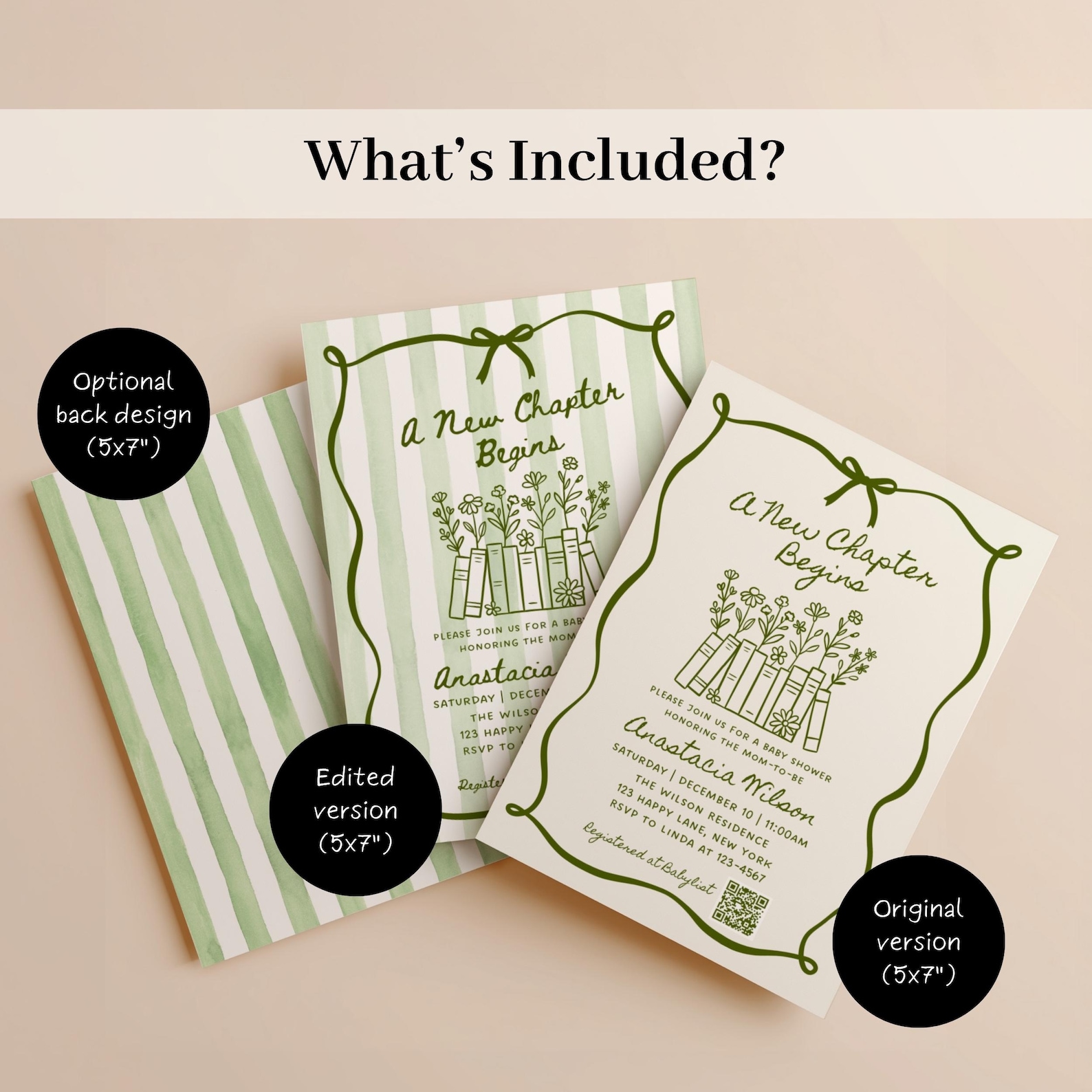 A New Chapter Begins Baby Shower Invitation With QR Code, Editable ...